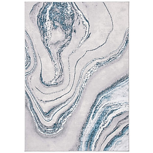 SAFAVIEH Orchard Collection Accent Rug - 3' x 5', Grey & Blue, Modern Abstract Design, Non-Shedding & Easy Care, Ideal for High Traffic Areas in Entryway, Living Room, Bedroom (ORC637F)