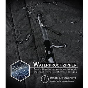 SPOSULEI Winter Jackets Coats for Men Waterproof Fleece Liner Softshell Jacket Ski Hiking Snow Jackets Parka Coat with Hooded Black 2XL