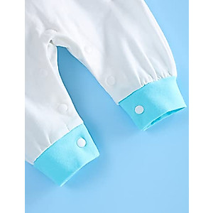 My 1st Easter Outfits Newborn Baby Boy Clothes Long Sleeve Rabbit Printed Rompers Jumpsuits Hoodies (White+Blue, 3-6Months)