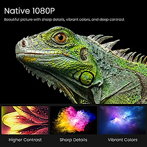 HONPOW Projector, Native 1080P Full HD Bluetooth Projector, 11000 Lumens Mini Portable Outdoor Indoor Movie Projector Compatible with Laptop, Smartphone, TV Stick, Xbox, PS5