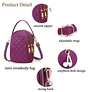 Small Crossbody bags Cell Phone Wallet Purses Travel Pouch Mini Shoulder Bag for Women Girl, Purple