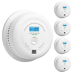 X-Sense 10-Year Battery Smoke and Carbon Monoxide Detector with LCD Display, Dual Sensor Smoke and CO Alarm Complies with UL 217 & UL 2034 Standards, Auto-Check, SC08, 5-Pack