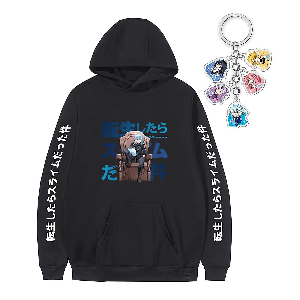 DYNWAVE MNF Rimuru Tempest Hoodie Anime Sweatshirt With Keychain (L, black)