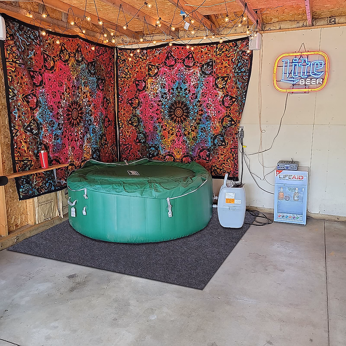 Meitola Hot Tubs Mat, Backing Prevents Liquid Penetration – Protects Floor, Contains Liquids, Anti-Slip Backing, Home Equipment mat，Protect The hot tubs from wear, Washable (90”×102”)