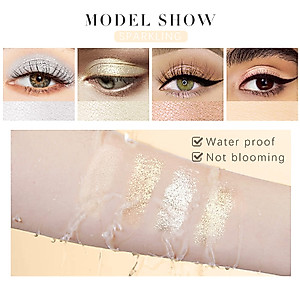 NewBang 4PCS White Eyeshadow Pencil,Glitter Shimmer Matte Hypoallergenic Eyeshadow Pen,Neutral Cream Eye shadow Stick,Long Lasting Waterproof Lying Silkworm Brightening Pen Set