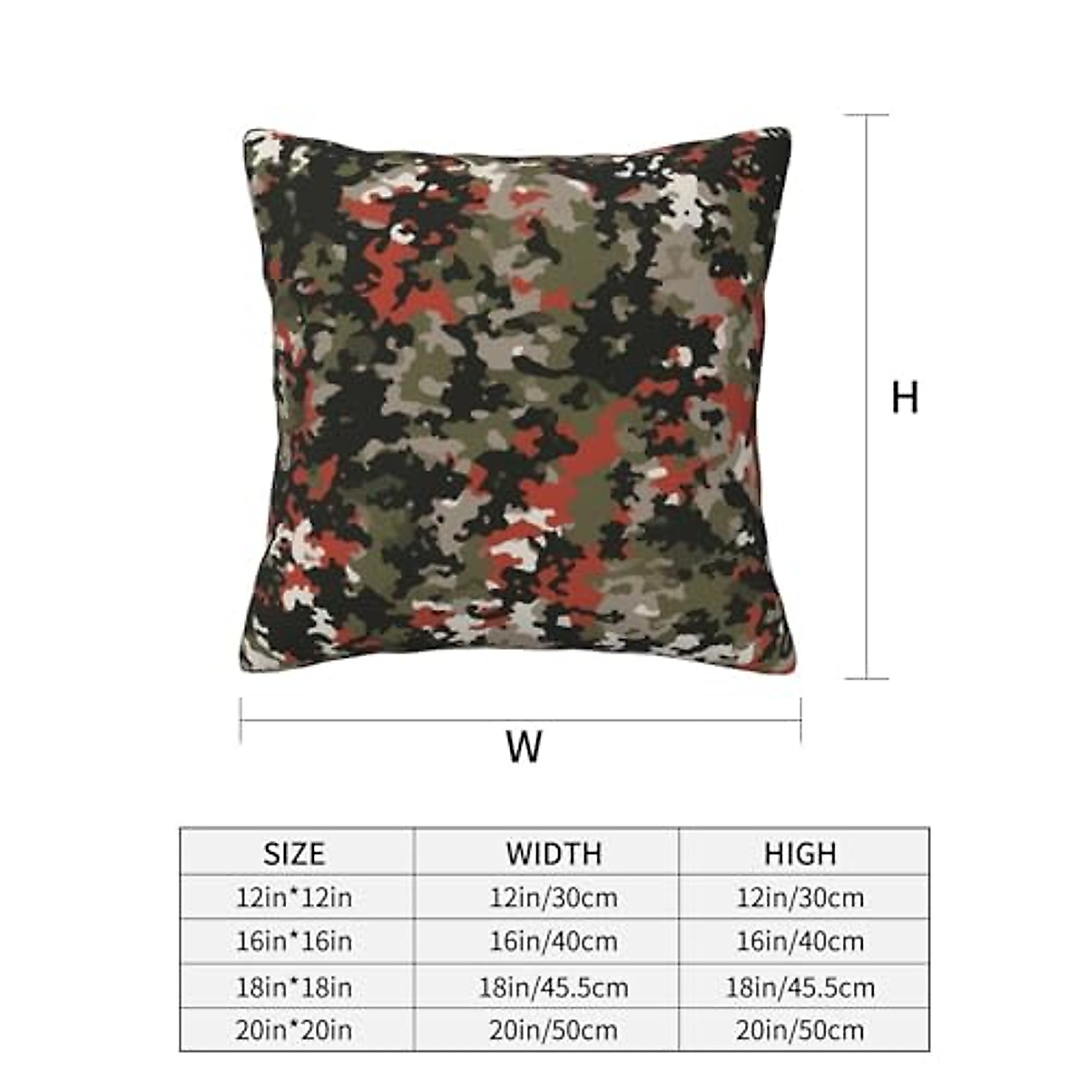 RLDOBOFE Camo Print Throw Pillow Covers Decorative Pillow Cover Square Cushion Cases Soft Cushion Cover Throw Sofa Pillow Case for Home Decor Living Room Bed Couch Car 12"x12"