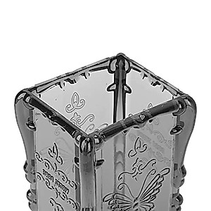 Agatige Cotton Pad Holder, Butterfly Rose Flower Cotton Pad Dispenser with Cover for Home(Translucent Grey)