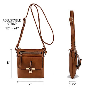 V+BENIE Gold Button Small Crossbody Bag, Brown