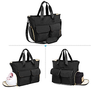 Teamoy Breast Pump Bag Compatible with Spectra S1,S2, Medela and Cooler Bag, Breast Pump Storage Tote with Laptop Sleeve (Up to 14") for Working Moms, Black(Bag ONLY)