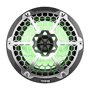 DS18 HYDRO CF-8M - High End Carbon Fibre Coaxial Speaker Pair - 2-Way Marine Speaker w/ Integrated RGB Lights - 450 Watt - 100% UV Stable - Water Resistant Speakers - 8 Inches