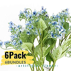 Artificial Faux Blue Flowers Tall Wedding Picks Faux Stems 24.4"(WildHydrangeaSpray) Floral Arrangement Rustic Decoration Crafts Home Decor Holiday Wedding Parties 6Packs (Blue)