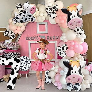 7Pcs Cow Balloons - Cow Print Balloon Huge Cow Head Foil Balloons Number 7 Balloon Cow Decorations for 7th Birthday Farm Animal Birthday Decorations Western Cowboy Theme Party Decoration