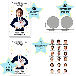 Zuoziosx 40 Cute Baby Shower Games - Scratch Off Lottery Ticket Raffle Cards - Decorations- who is the baby's daddy - 40 Cards