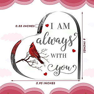 Sympathy Gift Red Cardinal Gifts Decor Bereavement Gift Crystal Acrylic Heart Memorial Gift Condolence Gift for Loss of Loved One Table Centerpieces Remembrance Decor (I Am,5.95 x 6 x 0.6 Inches)
