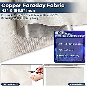 Faraday Fabric 43” x 118”, Military Grade Blocking Cloth Shielding, Conductive Material Cover for WiFi, Cell, Bluetooth, RFID, EMP Protection with Faraday Tape