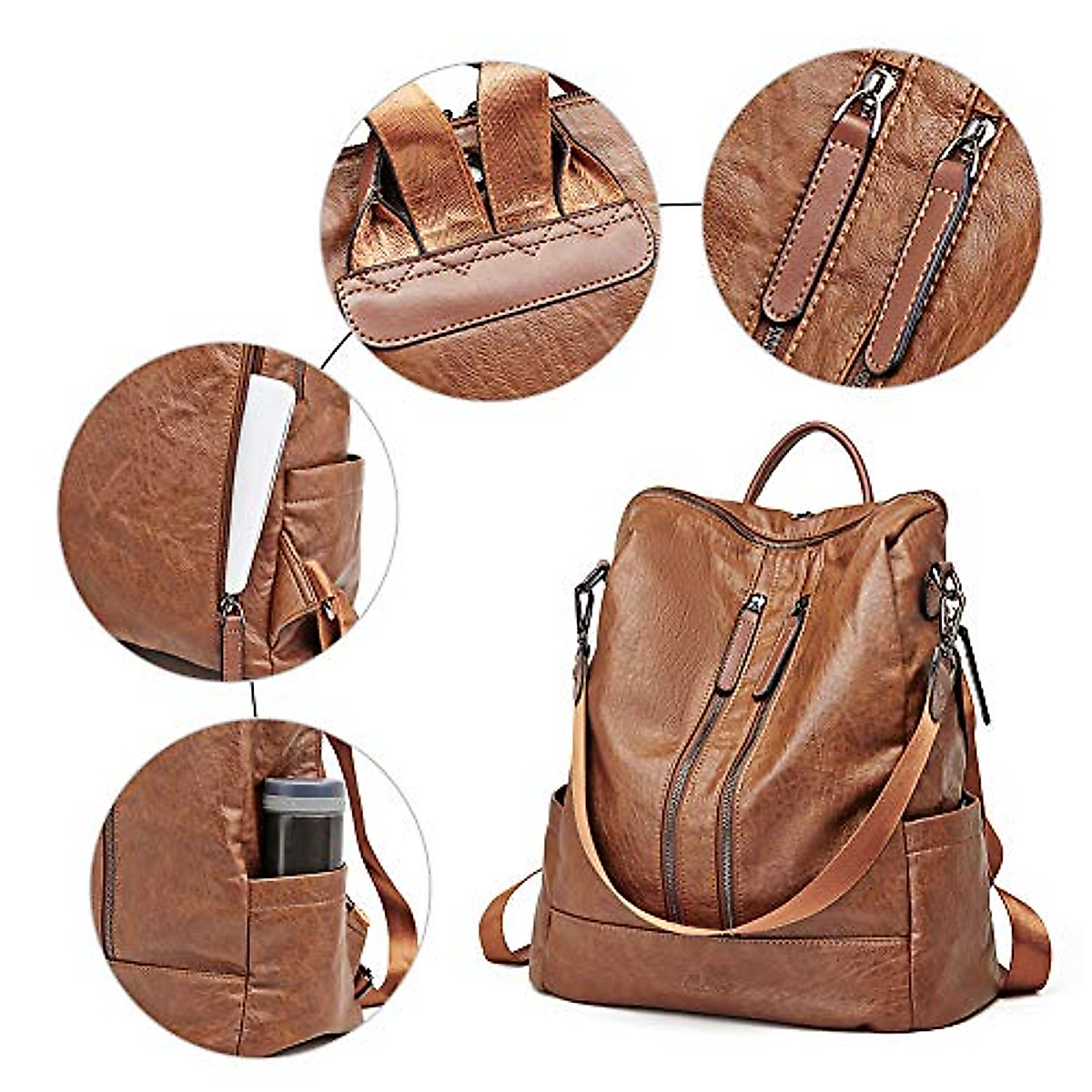 CLUCI Leather Backpack Purse for Women Convertible Large Travel Ladies Designer Fashion Casual Shoulder Bag