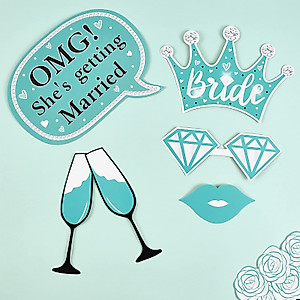 Fangleland Turquoise Bachelorette Party Photo Booth Props, 24PCS Teal Blue Bride to Be Decorations - Let's Go Girls Sign Selfie Stick for Bridal Shower Wedding Engagement Party Supplies