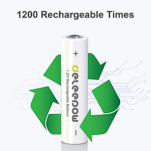 Deleepow Rechargeable AAA Batteries 1.2V Nimh 1100mAh Triple A Batteries of 8 Packs 1200 Cycles with 8-Bay LCD Charger
