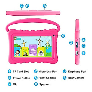 Kids Tablet 7 Toddler Tablet for Kids Edition Tablet for Toddlers 32GB with WiFi Dual Camera googple Plays Netflix YouTube Children’s Tablets Android 10 Parental Control Shockproof Case (Rose Red)