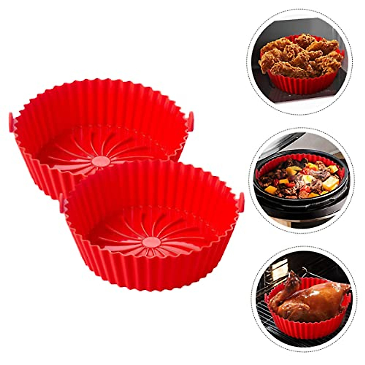 Luxshiny 2pcs Silicone Pad Air Fryer Ovens Washable Silicone Mat Air Fryer Basket for Oven Air Fryer Tray Air Fryer Oven Tray Airfryer Liners Oven Liners Air Fryer Accessories Baking Liners