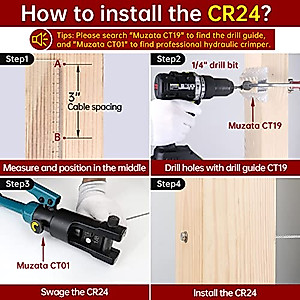 Muzata 20Pack 1/8" Stemball Swage Dead End Invisible Cable Railing Kit Terminal for Wood Stair Deck Hardware End Fitting T316 Stainless Steel CR24, CV1 CV2