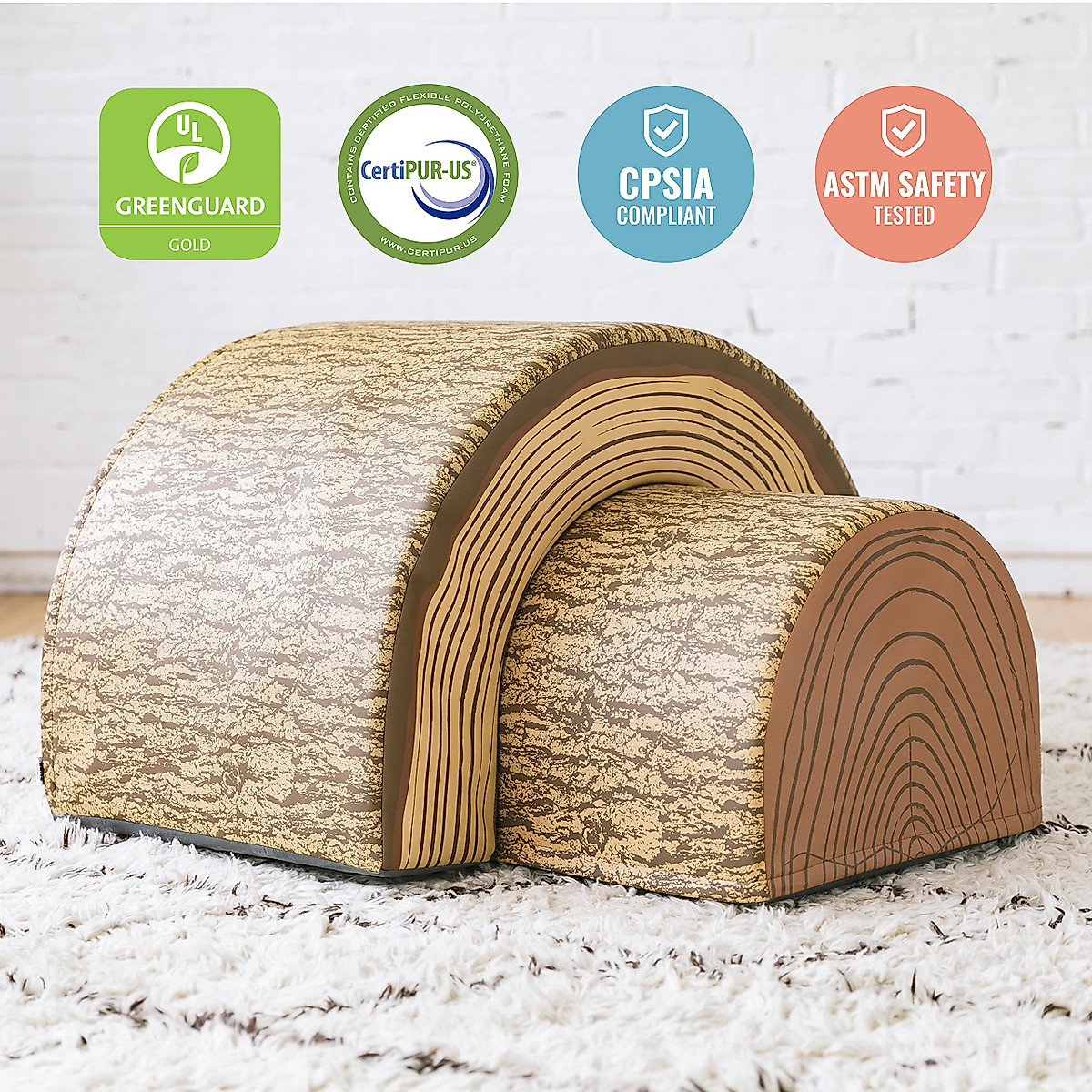 ECR4Kids SoftZone Tree Tunnel and Climber, Toddler Playset, Chocolate, 2-Piece