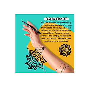 BIC BodyMark Temporary Tattoo Kit: 9 Markers, 5 Stencil Sheets, Inspiration Book