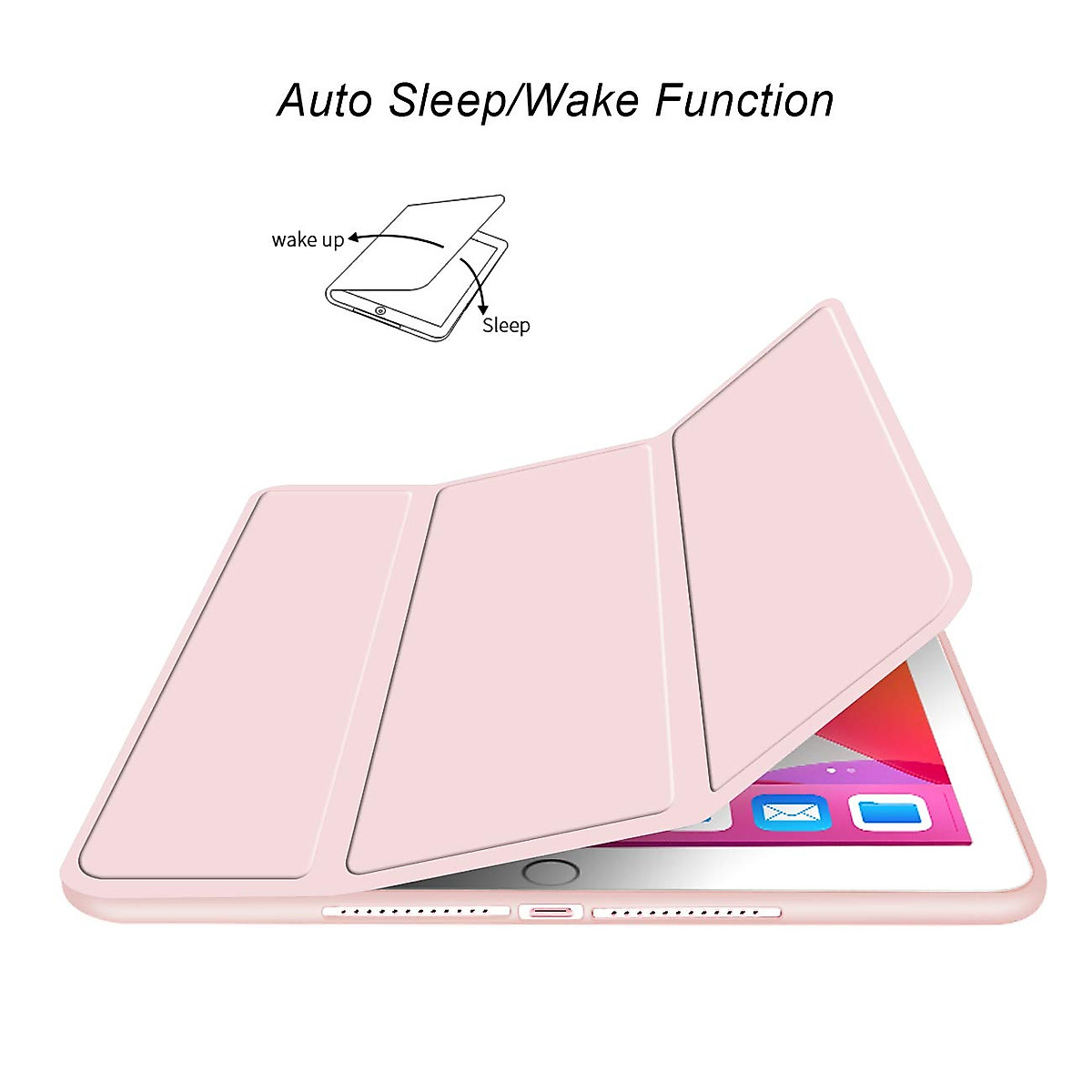 Aoub Case for iPad Mini 1/2/3, Ultra Slim Lightweight Trifold Stand Smart Auto Sleep/Wake Cover, Soft TPU Silicone Back Case for iPad Mini 1st/2nd/3rd Generation 7.9 inch, Light Pink