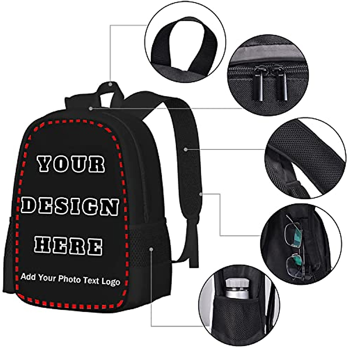 UJDUYSD Custom Backpack for Boy Girl, Custom Personalized Text Image Backpack, Customize Laptop Backpack for Men Women, Custom 17In Casual Travel Backpack