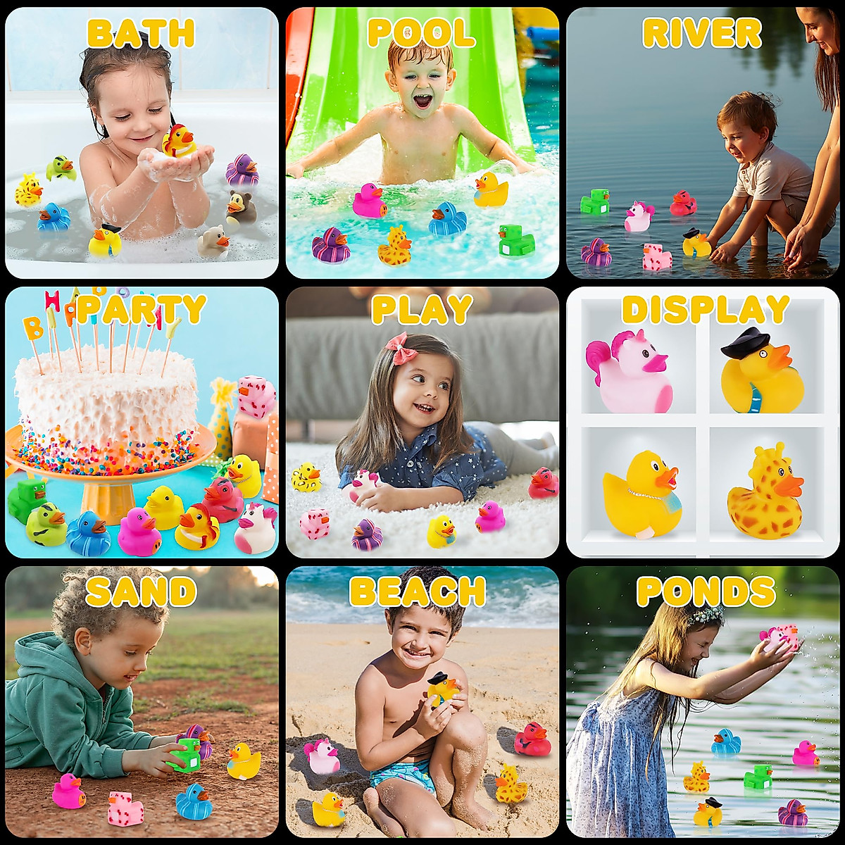ArtCreativity Assorted Rubber Ducks Jeep Ducking (50 Pack) - Rubber Duckies for Kids, Bathtub Pool Toys in 17 Different Designs, Fun Carnival & Birthday Party Favors for Boys & Girls - Ducks for Jeeps