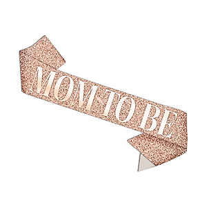 MAGICSHOP4U Mom to be sash - Mom To Be Rose Satin Sash - Baby Shower Decorations, Gender Reveal, Welcome Baby, Baby Sprinkle, Baby Shower Sash, Mummy to be - Light Pink Baby Shower
