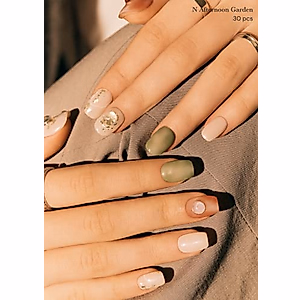 ohora Semi Cured Gel Nail Strips (N Afternoon Garden) - Works with Any Nail Lamps, Salon-Quality, Long Lasting, Easy to Apply & Remove - Includes 2 Prep Pads, Nail File & Wooden Stick
