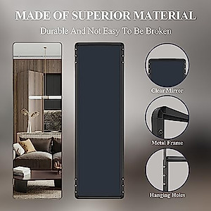 LVZORY Wall Mounted Mirror Full Length,47" x 14" Over The Door Mirror,Hanging Mirror Full Body Mirror,Vanity Makeup Dressing Mirror