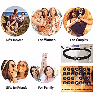 Pholidof Heart Adjustable Initial Bracelets uesd for Her or Hers Women Men Daughter Son Friend Birthday Graduation Gifts Letter A-Z Braided Bracelets Moon Star Pendant Friendship Gifts (C)