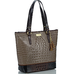 BRAHMIN Tri-texture Collection Asher Tote Brown Handbag