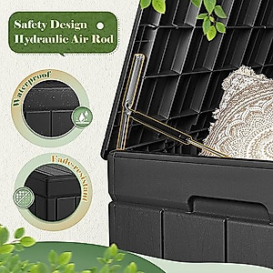 Homall 85 Gallon Large Resin Deck Box Waterproof Outdoor Storage with Padlock Indoor Outdoor Organization and Storage Container for Patio Furniture Cushions, Pool Toys, Garden Tools (Black)