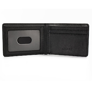 Mens Slim Front Pocket Wallet ID Window Card Case with RFID Blocking - Black