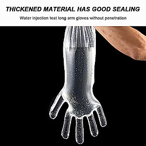 Barafat 50 Pieces Disposable Field Dressing Gloves, Veterinary Insemination Rectal Long Gloves, Extra Long Sleeve Full Arm Gloves, Cow Deer Palpation Gutting Gloves (Transparent)