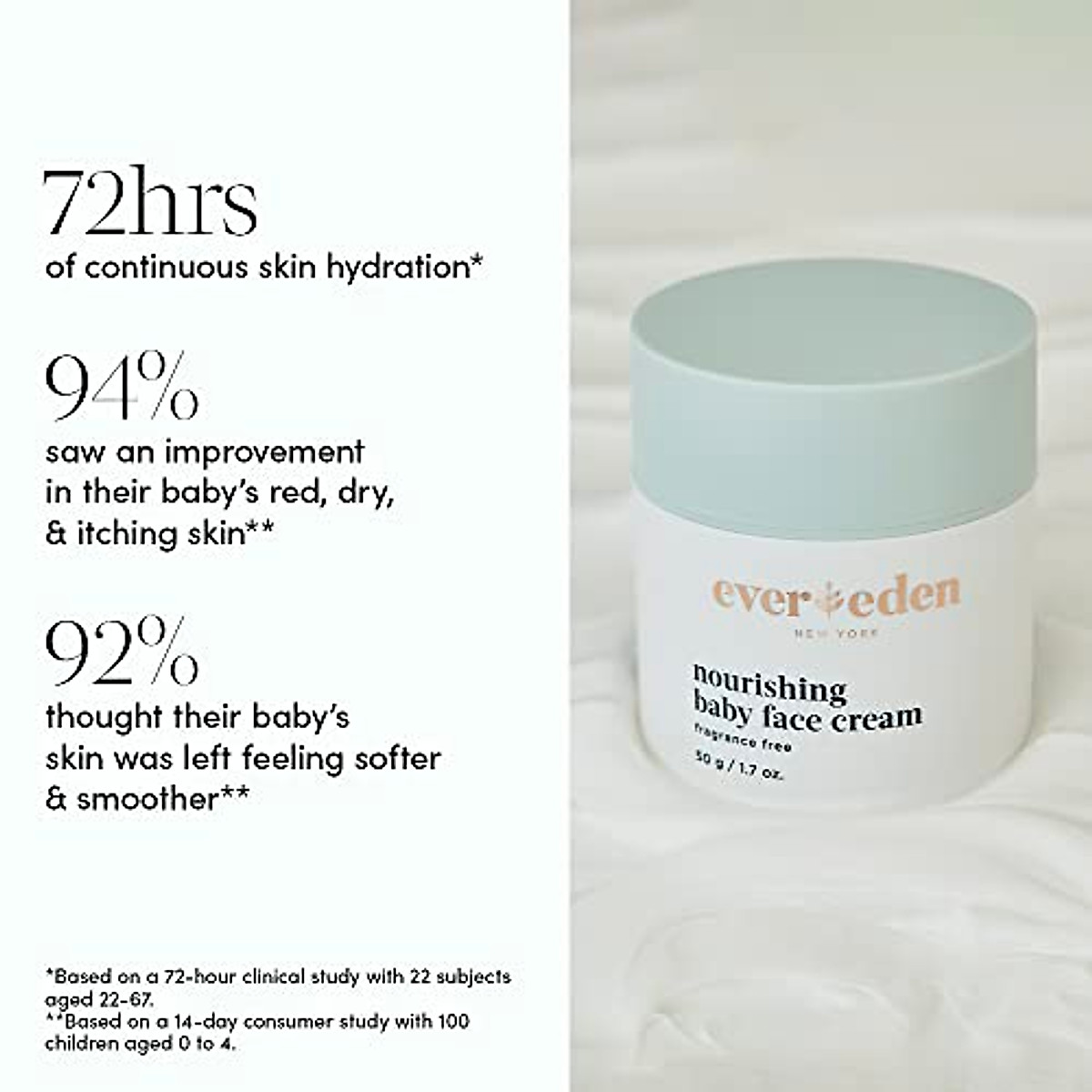 Evereden Nourishing Baby Face Cream 1.7 oz | Fragrance-Free & Non-Toxic | Plant-Derived Ingredients