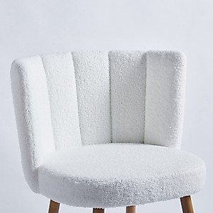 Dining Chairs Set of 2, Modern Teddy Fabric Dining Chairs Shell Shape Side Chair Desk Chair Accent Chair with Metal Legs for Kitchen,Dining Room,Living Room,Cafe (White)