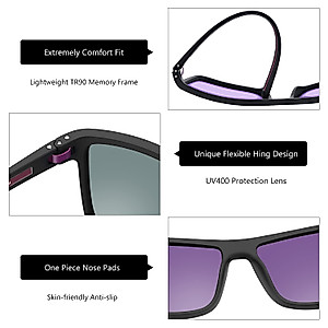 ZENOTTIC Polarized Sunglasses for Men Lightweight TR90 Frame UV400 Protection Square Sun Glasses