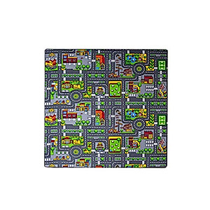 The Rug House Children's Play Village Mat Town City Roads Rug, 140cmx200cm (4ft7"x6ft7")