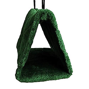 WOWOWMEOW Snuggle Bird Nest Parrot Plush Hanging Tent Warm Hut Cage Hammock (M, Green)
