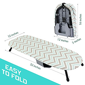 HUIESEN Table Top Ironing Board W/Wall Mount, Portable Space Saving Mini Laundry Room Iron Board | Foldable Small Ironing Board with Iron Holder