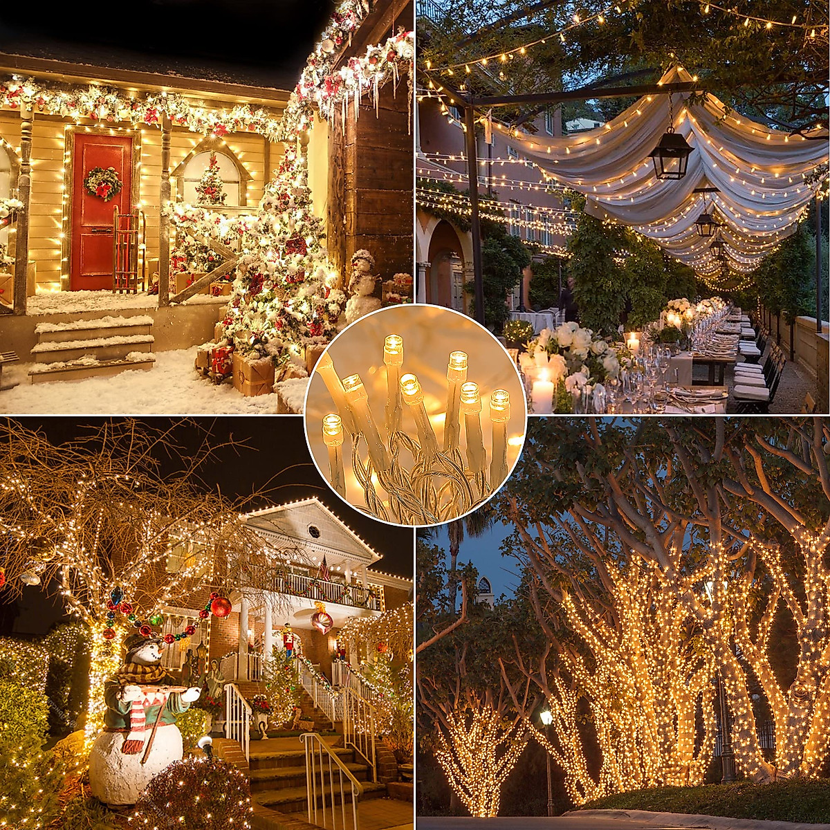 Fiee 39FT 100LED Warm White String Lights Indoor, 8 Modes Connectable Christmas Lights Outdoor Waterproof, 30V Plug in Christmas String Lights for Indoor Bedroom Christmas Garden Party Patio Decor