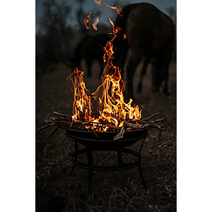 Gas One 22 in Outdoor– Wood Burning Fire Pit with Mesh Lid and Fire Picker – Durable Alloy Steel Fire Pits for Outside – Small Fire Pit for Backyard, Porch, Deck, Camping, BBQ