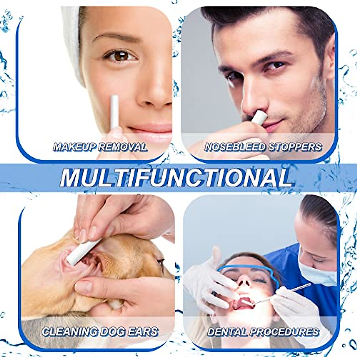 Dental Gauze Rolls, Cottons Pads for Dentists Flexible Dental Cotton Rolls Good Absorbent Cotton Nose Plugs Dental Cotton Swabs for Kids, Adults Nosebleed, Mouth Gauze Accessories, 1.5 Inch (200 Pcs)