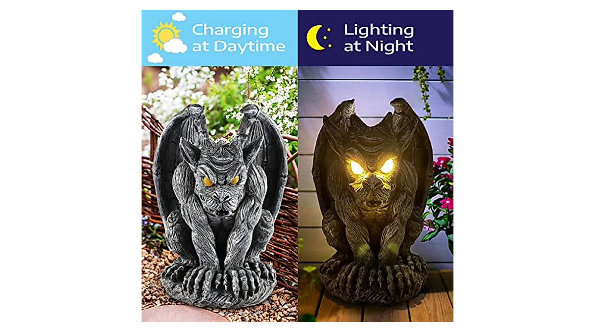 Winged Solar Gargoyle Statue: Light Up Your Garden Decor
