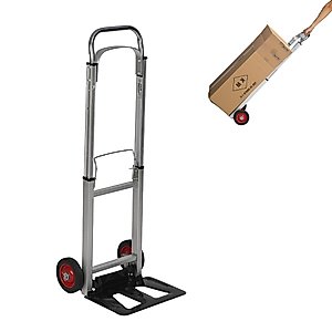 LUCKYERMORE 330 LB Capacity Hand Truck Dolly Portable Folding Compact Trolley Heavy-Duty Aluminum Luggage Cart with 2 Wheels