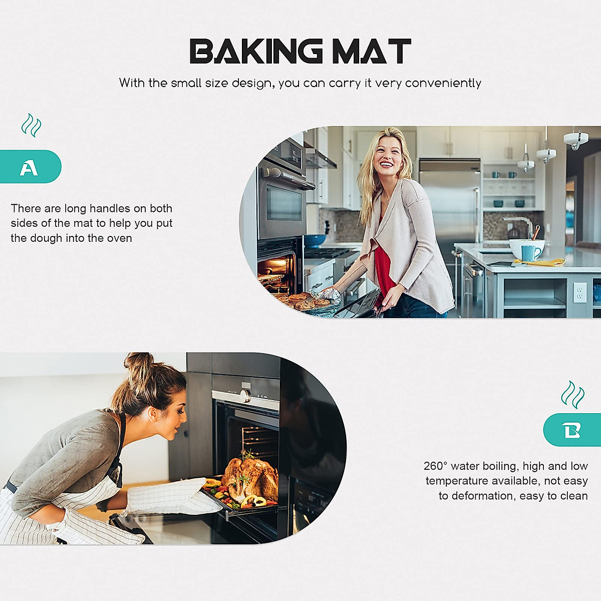 Hemoton Baking Mat Long Handles Dutch Oven Bread Mat Pastry Rolling Mat for Gentler Safer Easier Transfer Dough